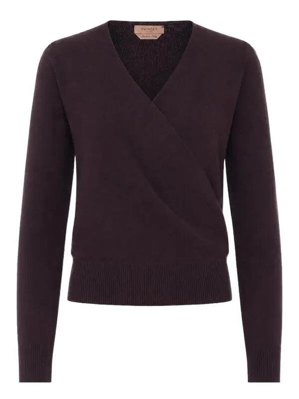 TWINSET Wrap V-neck Knitted Sweater - No