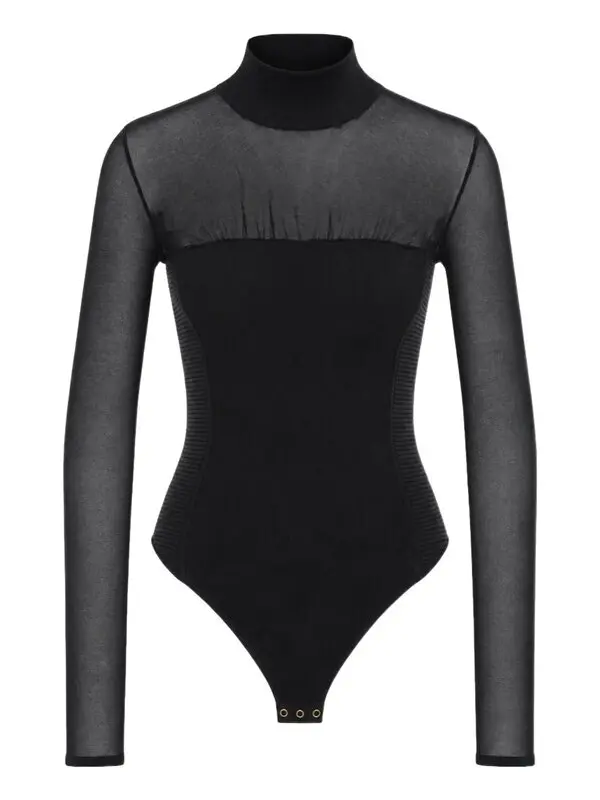 Elisabetta Franchi Long Sleeved Ribbed Bodysuit - Black