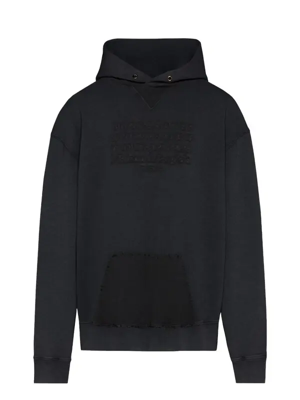 MAISON MARGIELA Logo Embroidered Reverse Hoodie - Black