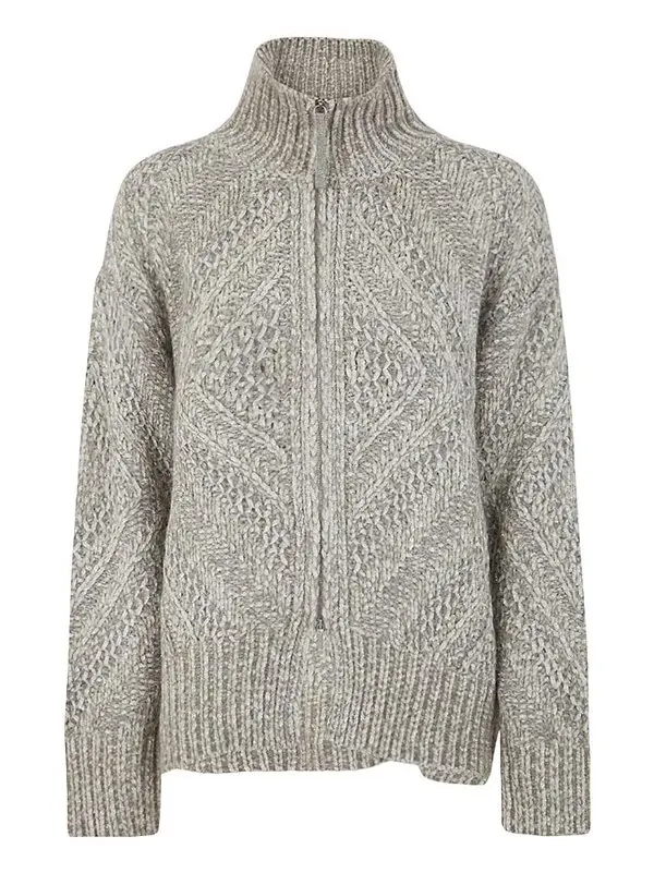Fabiana Filippi Long-sleeved Zip-up Cardigan - Gray
