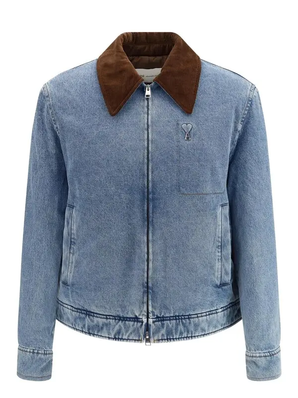 AMI Paris De Coeur Denim Jacket - Blue