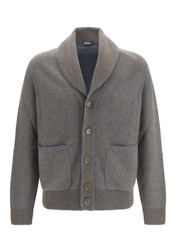 Zegna Cashmere And Wool V-neck Cardigan - Brown