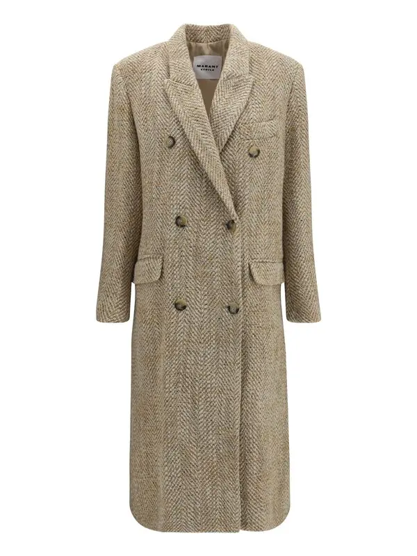Isabel Marant Étoile Marant Pilda Herringbone Wool-blend Coat - Cream