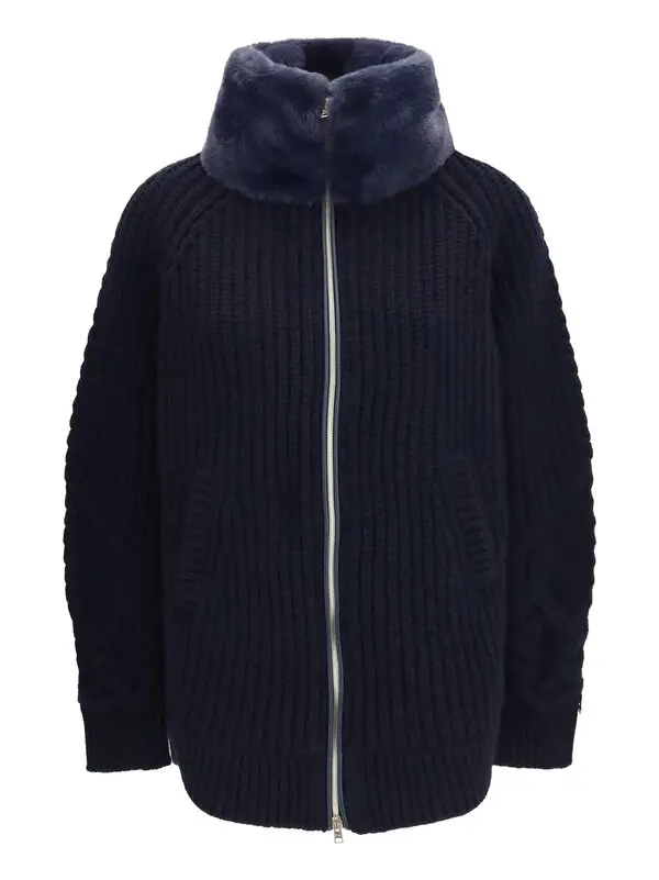 Herno High-neck Fur Jacket - Blue