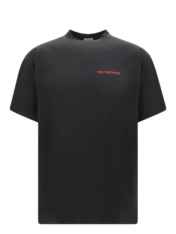 Balenciaga Cotton Logo T-shirt - Black