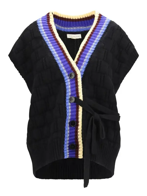 Dries Van Noten V-neck Wool And Cashmere Cardigan - Black