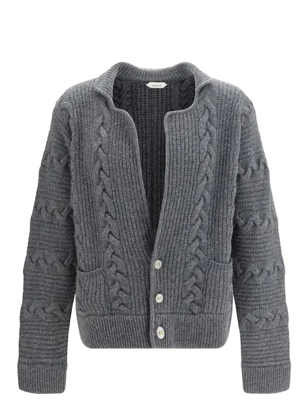 Versace Knitted Button Cardigan - Gray