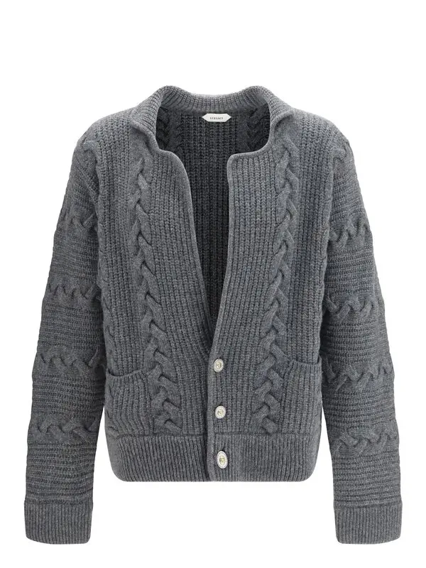 Versace Knitted Button Cardigan - Gray