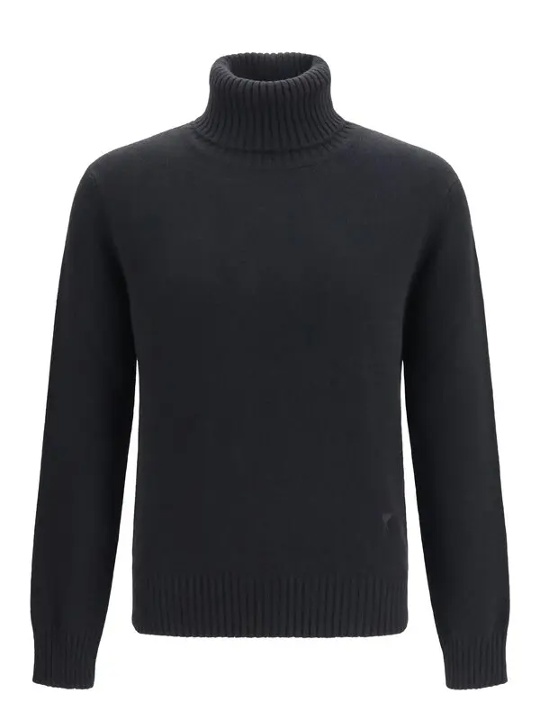AMI Paris Embroidered Logo High-neck Sweater - Black