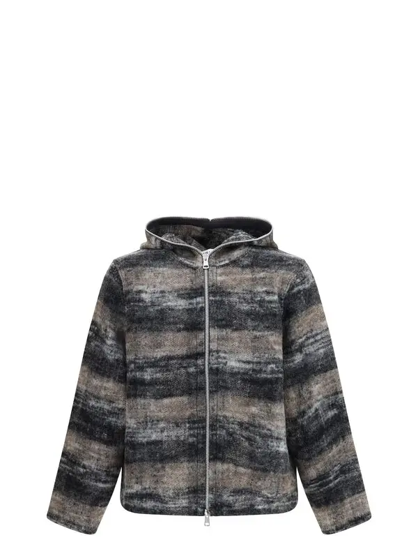 Our Legacy Hooded Checked Knit Sweatshirt - Gray