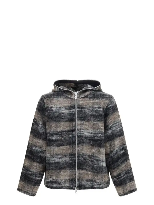 Our Legacy Hooded Checked Knit Sweatshirt - Gray