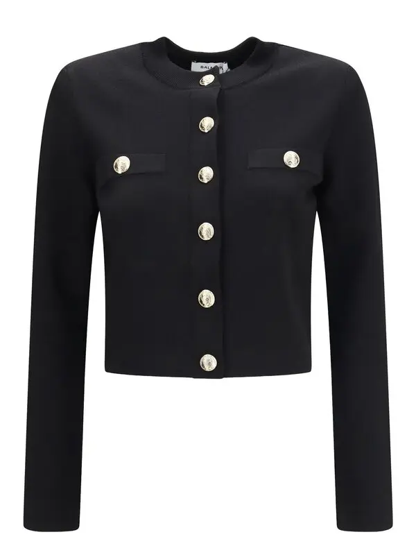 Balmain Round-neck Viscose Cardigan - Black