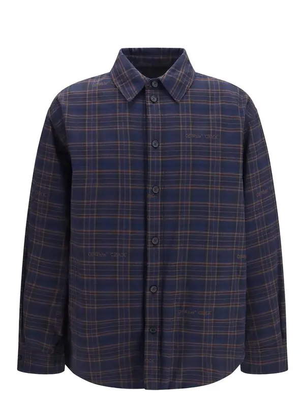 Off-White Oversized Padded Flannel Shirt - Blue