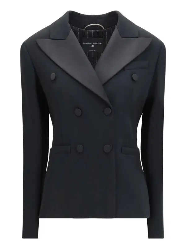ERMANO SCERVINO Ermanno Scervino Double-breasted Tuxedo Jacket - Black