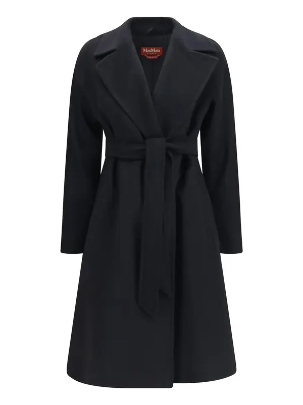 Max Mara Ravenna Coat In Virgin Wool - Black