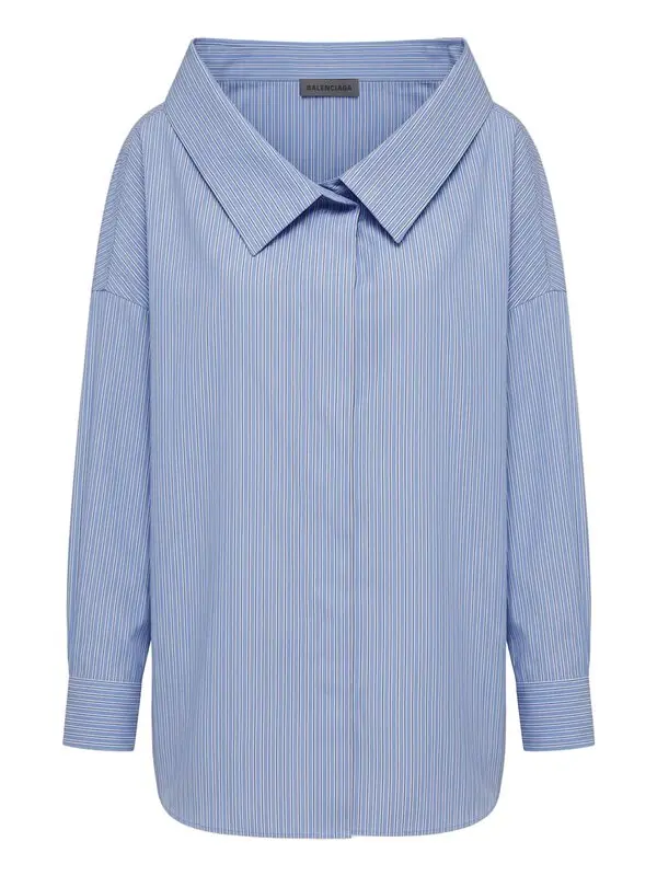 Balenciaga Oversized Cotton Stole Shirt - Blue