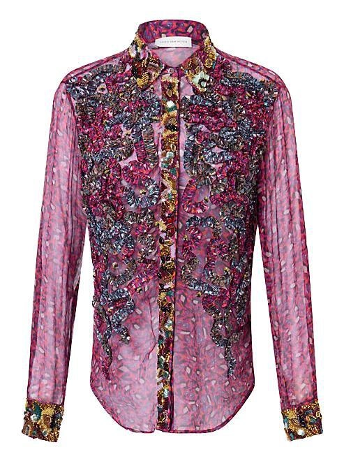 Dries Van Noten Bead-embellished Embroidered Sheer Shirt - Fuchsia