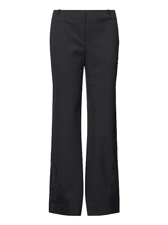 Samsøe Samsøe Sabonnie Lace-trim Woven Trousers - Black