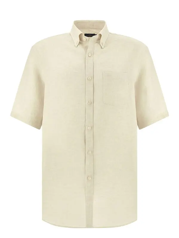Paul & Shark Soffio Linen Shirt With Short Sleeves - Beige