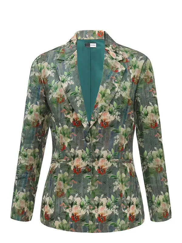 RICHA SHARMA Single Breasted Blazer In Sage Hued Organic Silk - Green