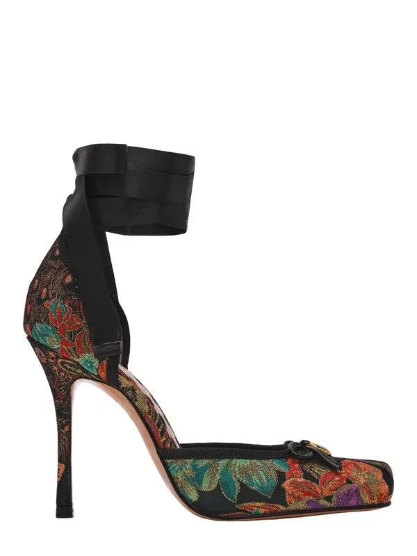 Steve Madden Larina Brocade Lace-up Heels - Black Multi