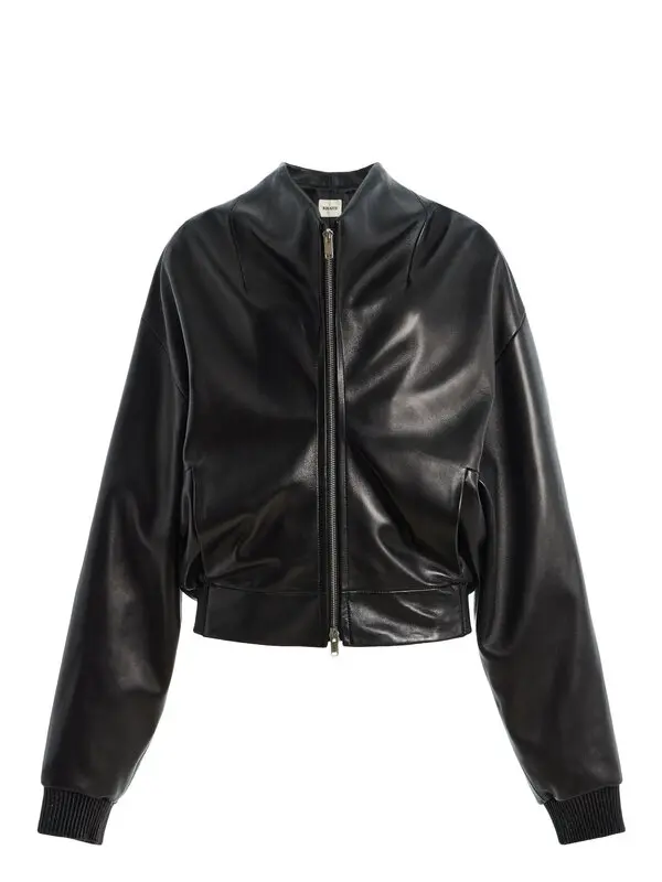 Khaite Ixin Leather Bomber Jacket - Black