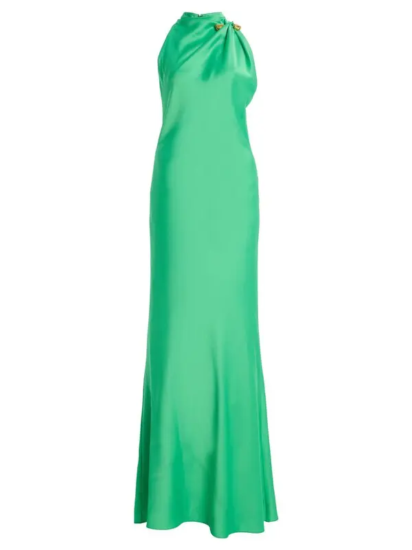 Monique Lhuillier Draped-neck Bias Maxi Dress - Green