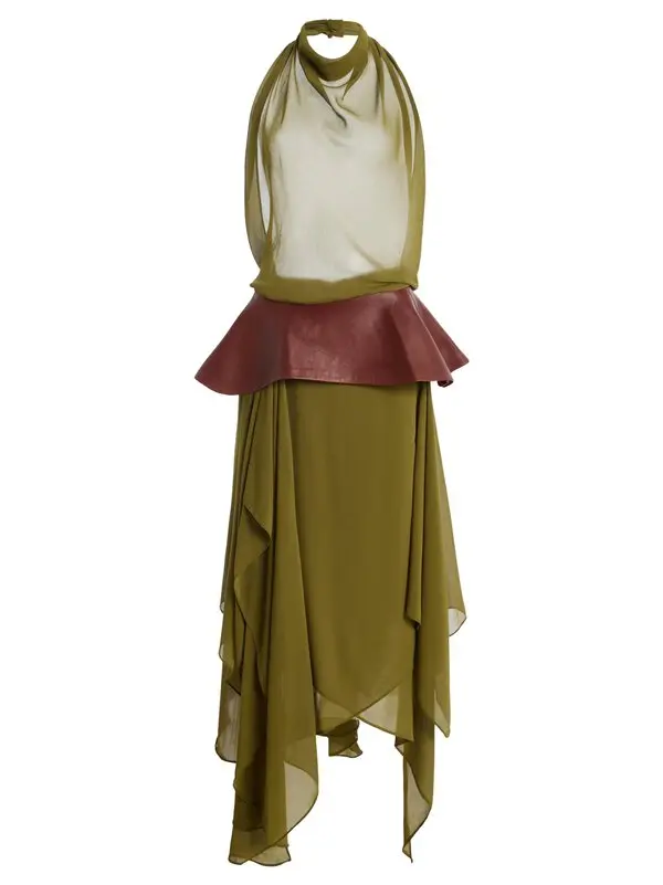 SLOAN Exclusive The Scarf Belted Chiffon Midi Dress - Green