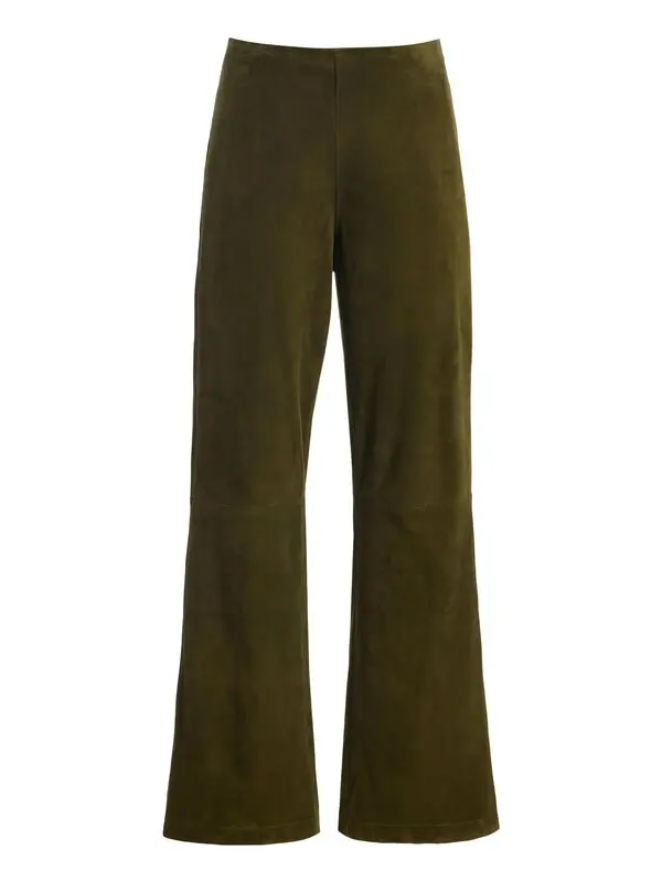 SLOAN Exclusive Suede Low-rise Flared-leg Pants - Green