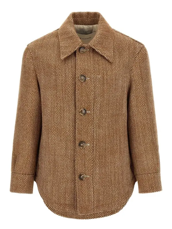 AMI Paris Chevron Wool Overshirt - Brown