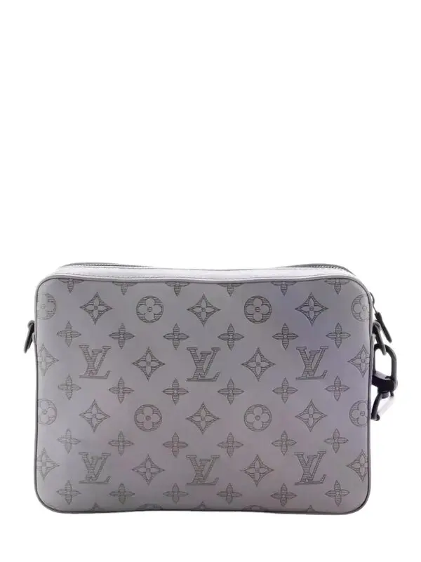 LOUIS VUITTON Duo Messenger Bag Monogram Shadow Leather Crossbody Bag - Grey