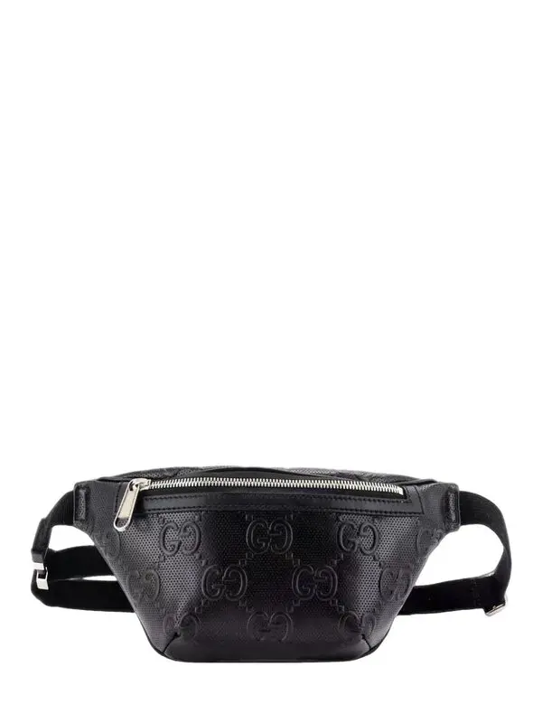 Gucci Gg Embossed Perforated Leather Small Belt Bag - Black