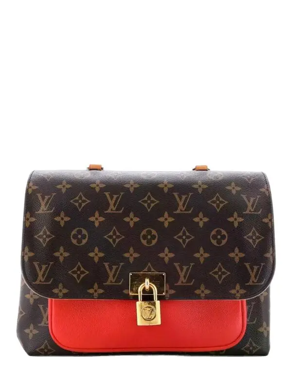 LOUIS VUITTON Marignan Handbag Monogram Canvas With Leather Shoulder Bag - Red