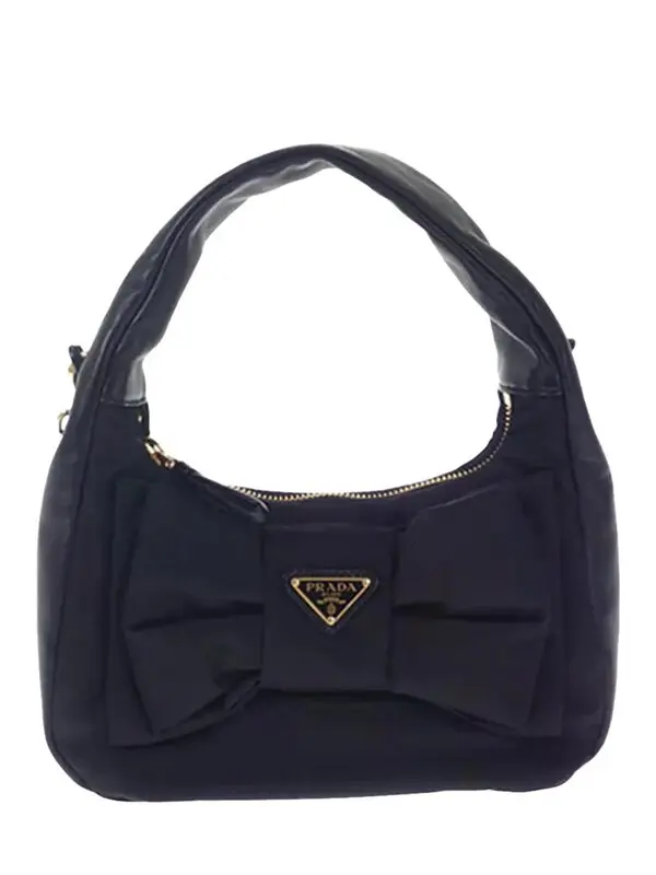 Prada 2013-2026 Mini Re Nylon And Nappa Bow Satchel - Black