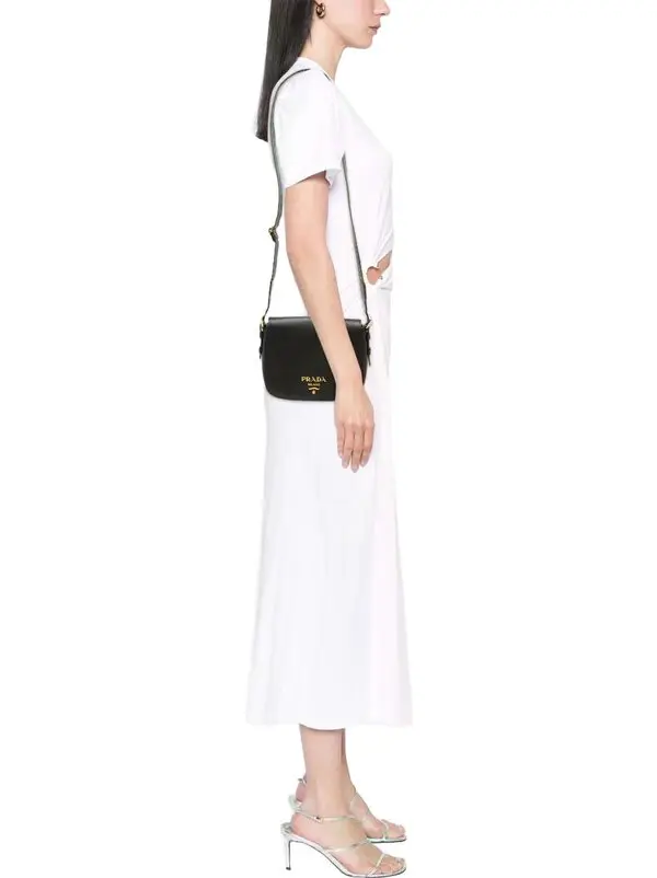 Prada 2020-2026 Saffiano Flap Crossbody Bag - Black