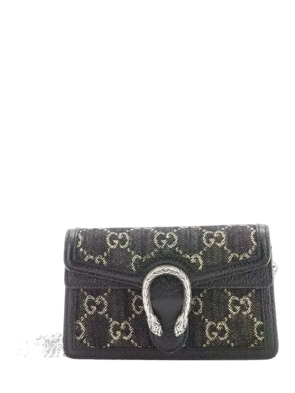 Gucci Dionysus Bag Gg Denim Super Mini Crossbody Bag - Black