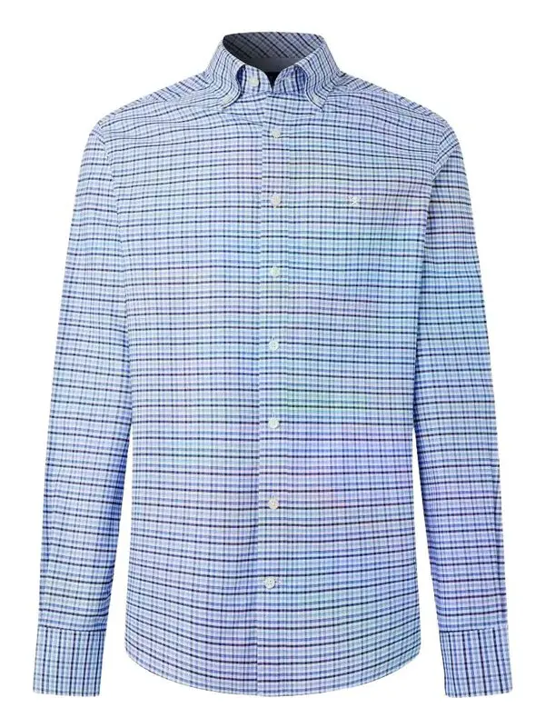 HACKETT  Gingham-check Button-down Shirt - Blue