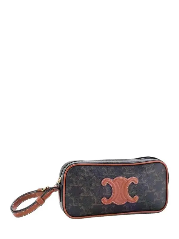 Celine Cuir Triomphe Camera Shoulder Bag Triomphe Coated Canvas With Leather Small Crossbody Bag - Brown