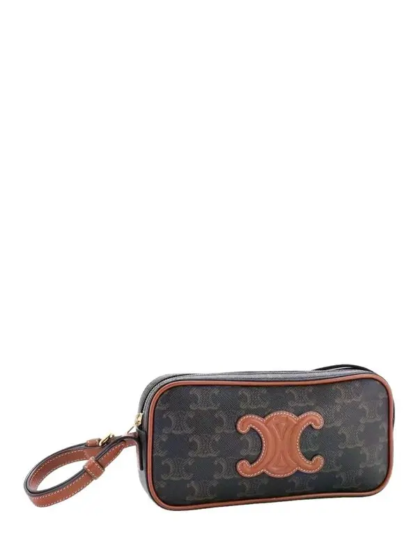 Celine Cuir Triomphe Camera Shoulder Bag Triomphe Coated Canvas With Leather Small Crossbody Bag - Brown
