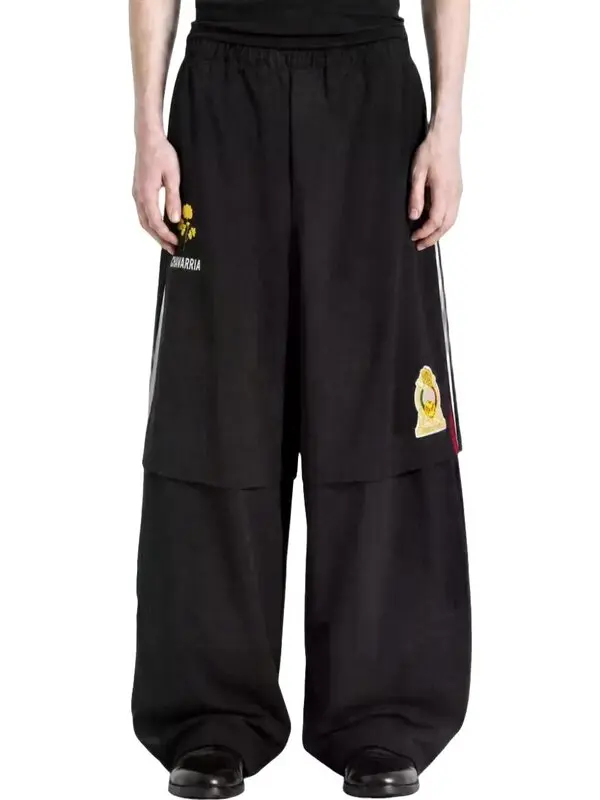 Adidas Logo-patch Wide-leg Track Pants - Black