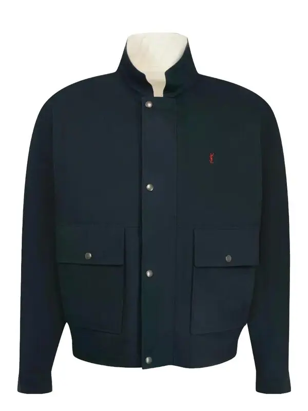 Saint Laurent Cassandre Reversible Work Jacket In Brushed Cotton Canvas - Blue