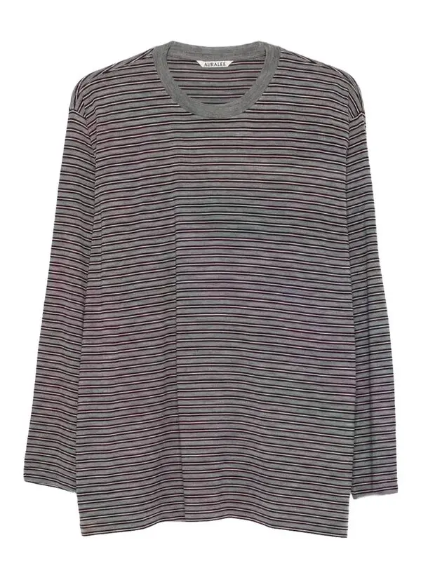 Auralee Striped Long-sleeve T-shirt - Grey
