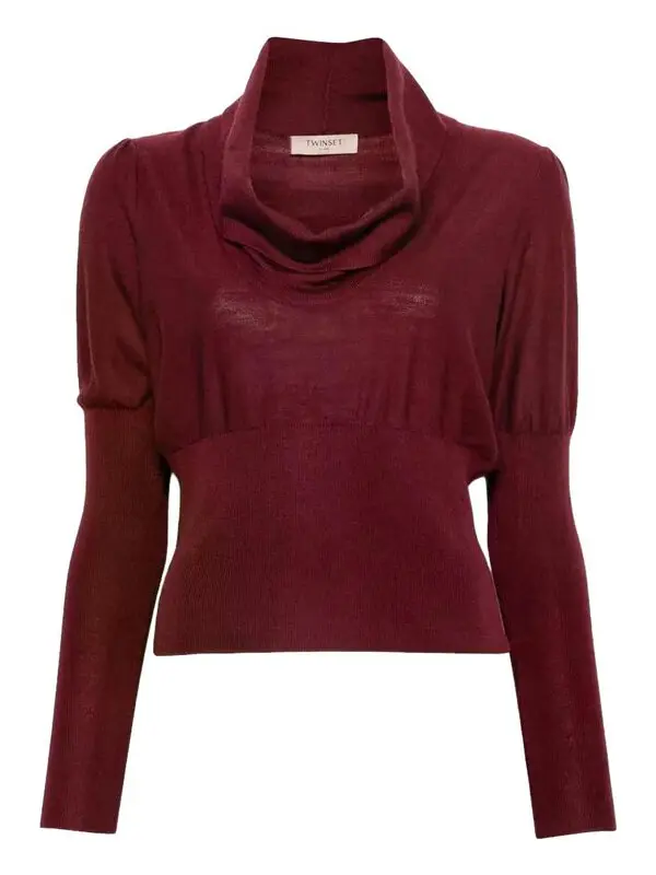 TWINSET Cowl-neck Puff-sleeve Sweater - Red