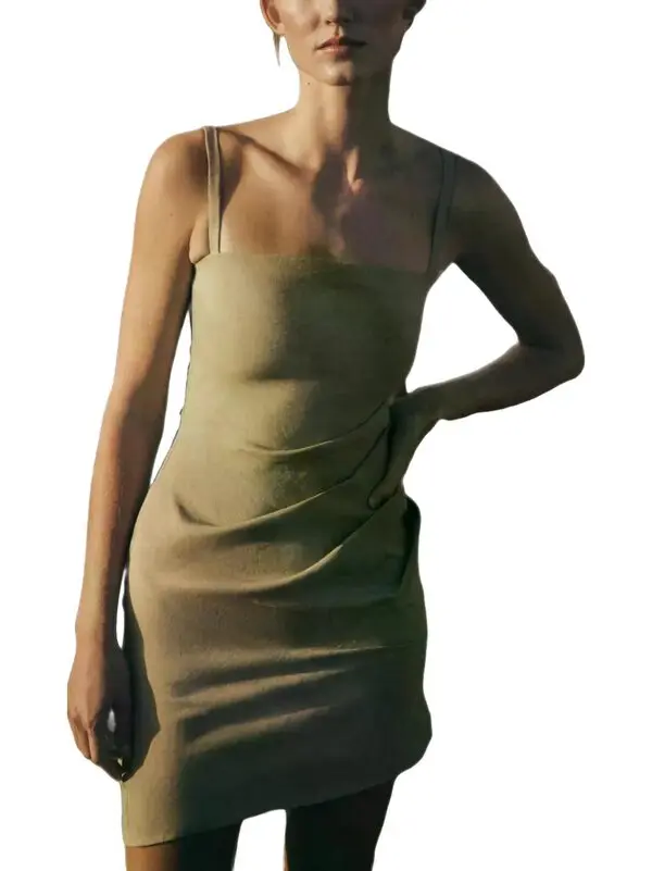 ANEMOS Nadege Draped Mini Dress - Neutrals