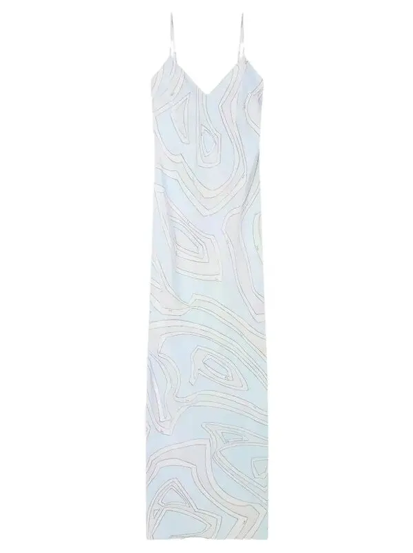 Emilio Pucci Labirinto-print Crêpe De Chine Dress - Blue