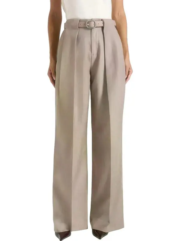 Manière De Voir Jodie Belted Box-pleat Trousers - Neutrals