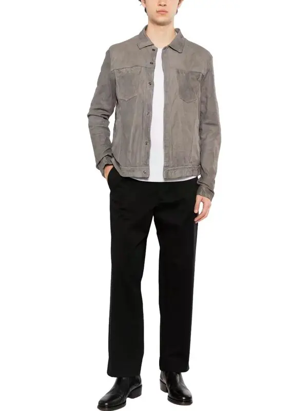 GIORGIO BRATO Washed Leather Jacket - Grey