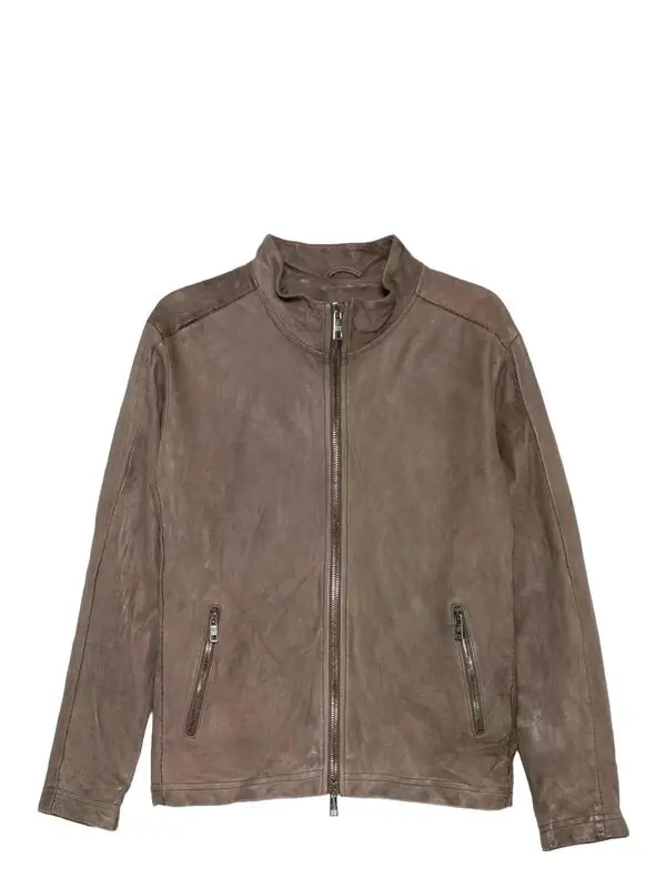 GIORGIO BRATO Leather Zip-up Jacket - Brown