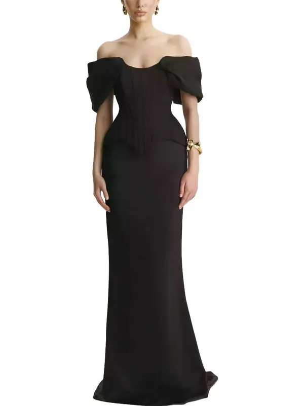 BENEDETTO Off-shoulder Panelled Corset - Black