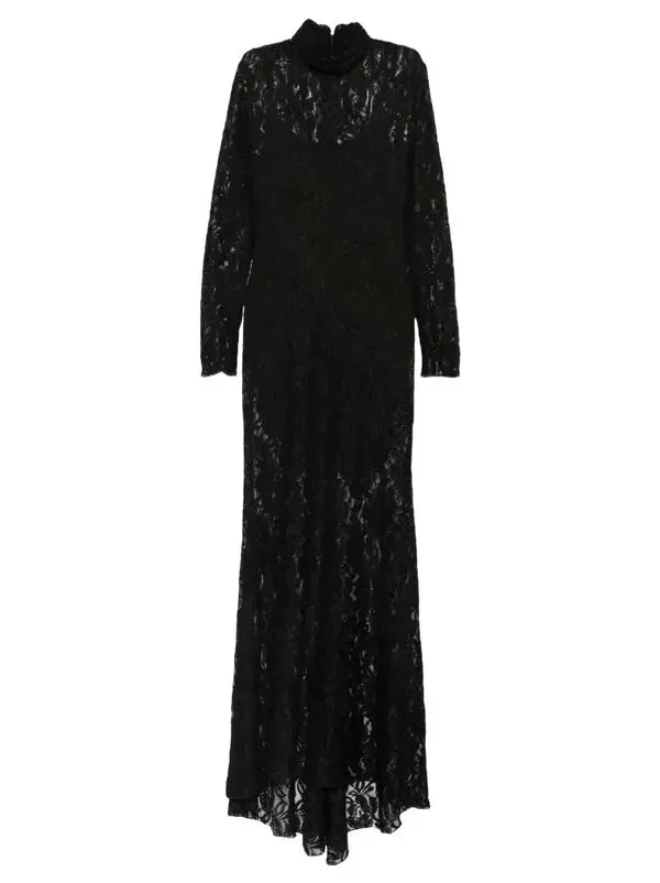 ALESSANDRO LEGORA Lace-overlay Maxi Dress - Black